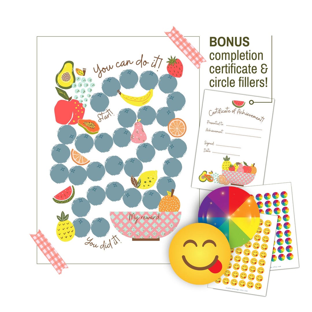 Fruit Healthy Food Reward Chart for Kids, Behavior Chart Printable ...