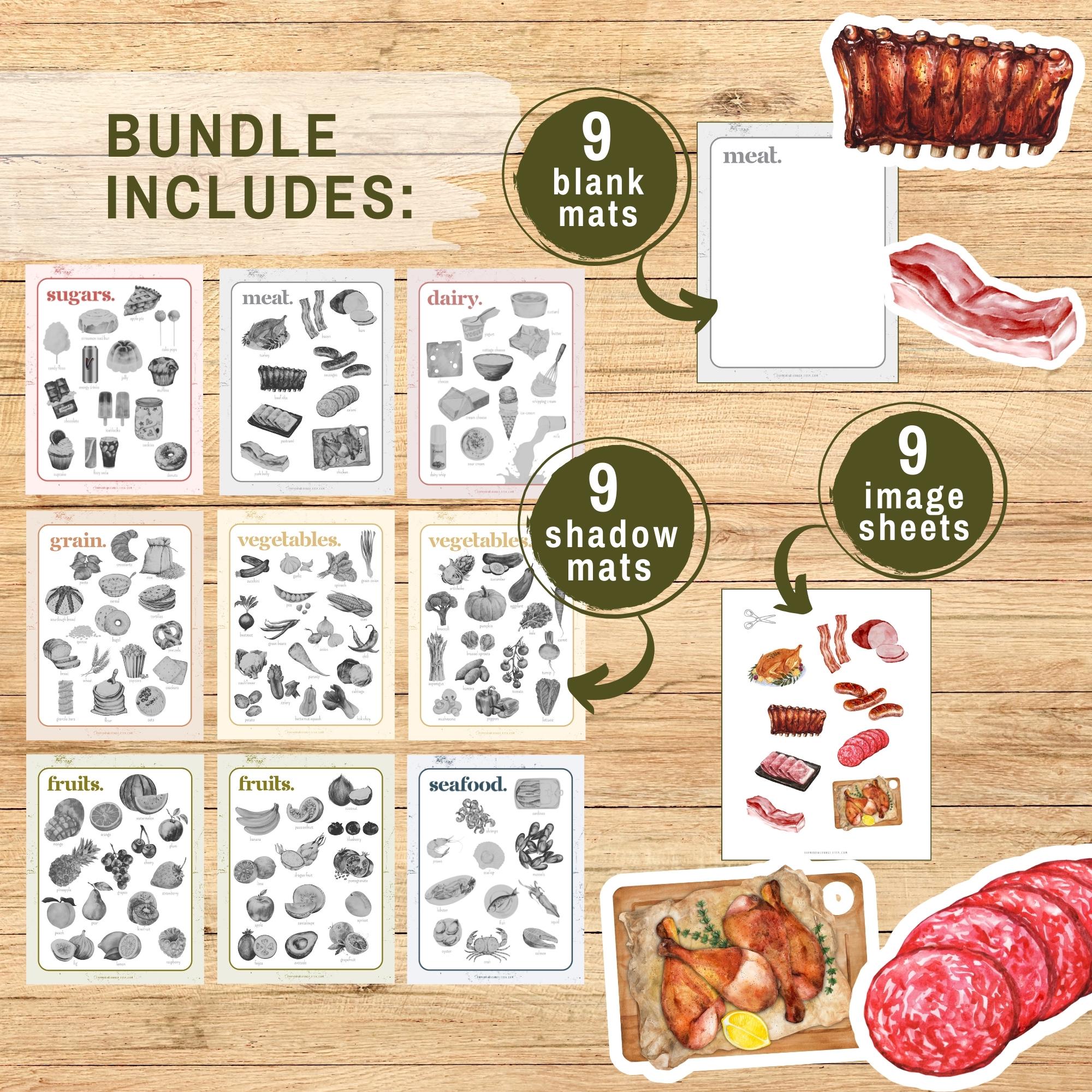 Identify Food Sorting and Shadow Matching Activity Printable Picture ...
