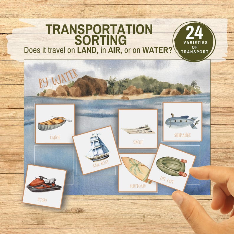 Air Land Water Activity Transportation Sorting Game, Learn About ...