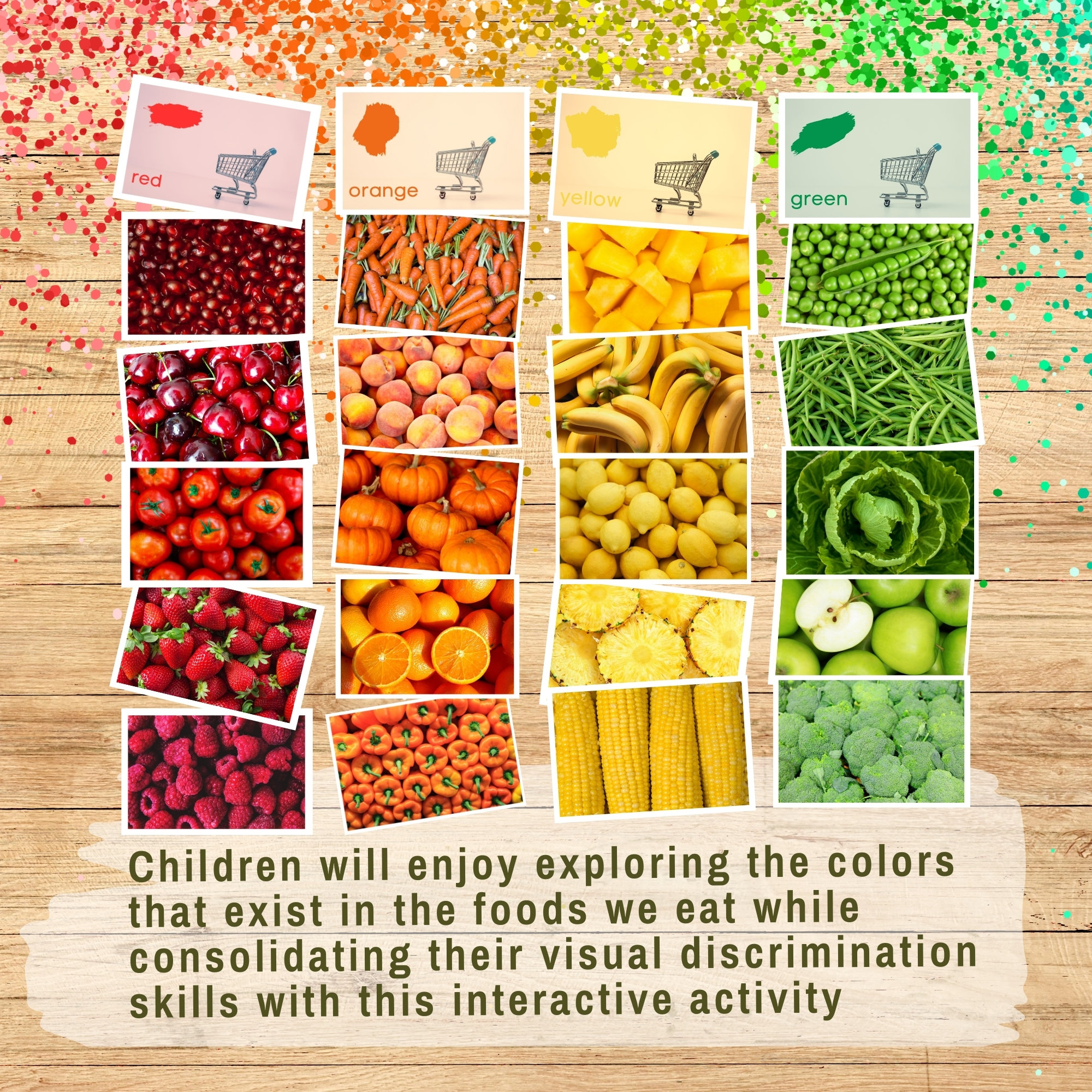 Produce Color Sorting Printable Cards Fruit & Vegetables Harvest Poster ...