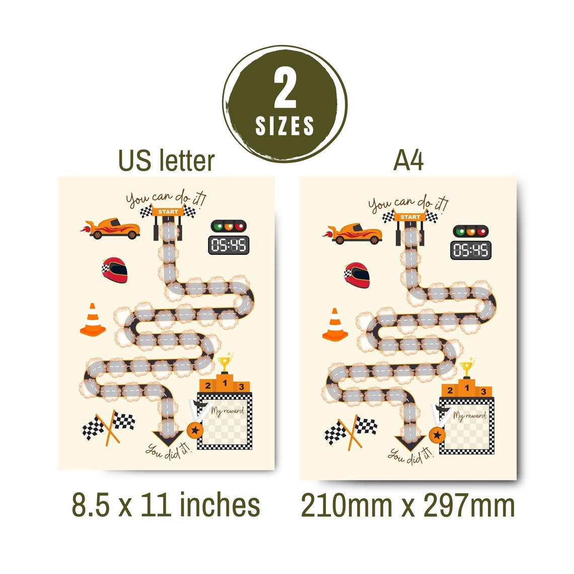 Racing Car Reward Chart for Kids, Behavior Chart Printable Chore Task ...