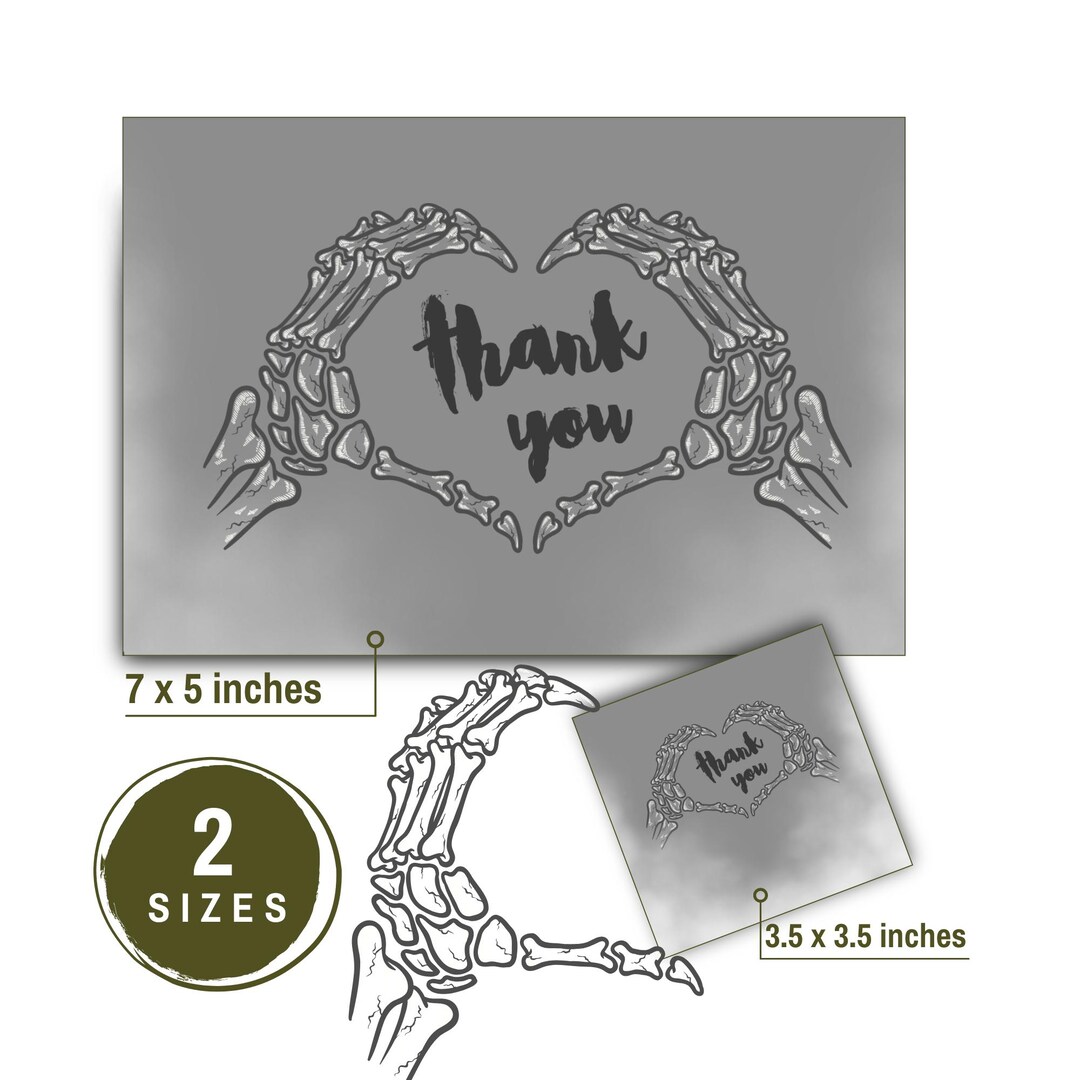 Halloween Skeleton Heart Hands Thank You Printable Cards for Clients ...