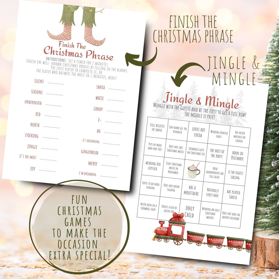 Christmas Bingo & Printable Christmas Game Kit, Christmas Bundle to ...
