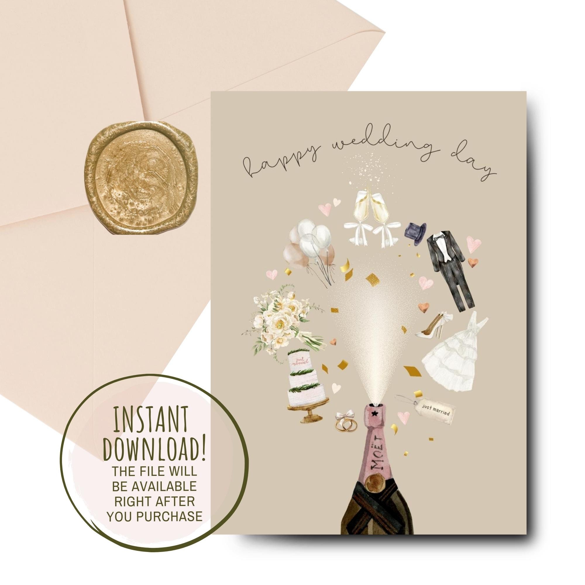 Happy Wedding Day Printable Card, Congratulations Card for Couple ...