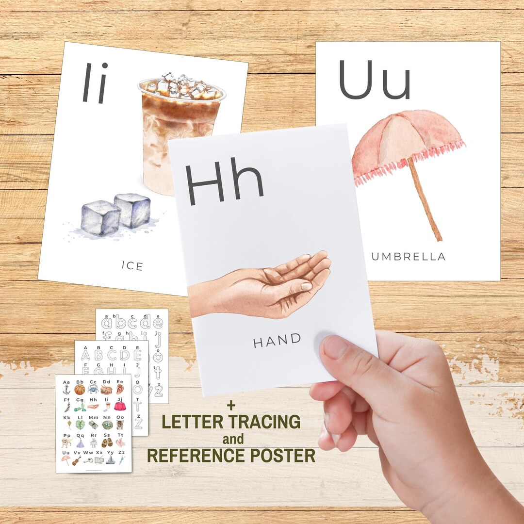 Printable Alphabet Flashcards Large Format Classroom Use, Watercolor ...