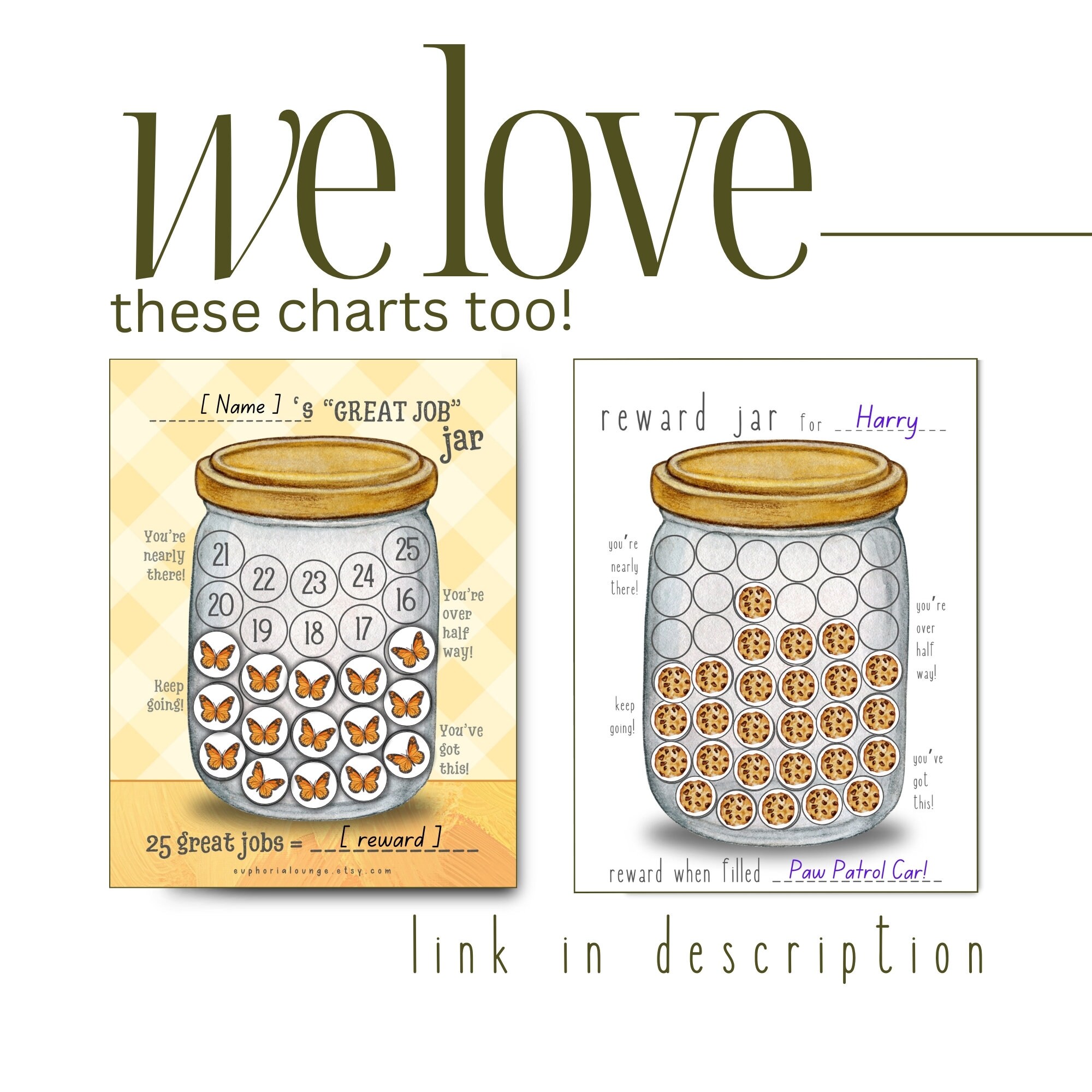 Gem Jar Printable Reward Chart for Kids Students, Motivational Positive ...