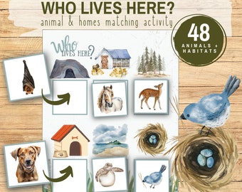 Animals and Homes Matching Activity, Who Lives Here Associations ...