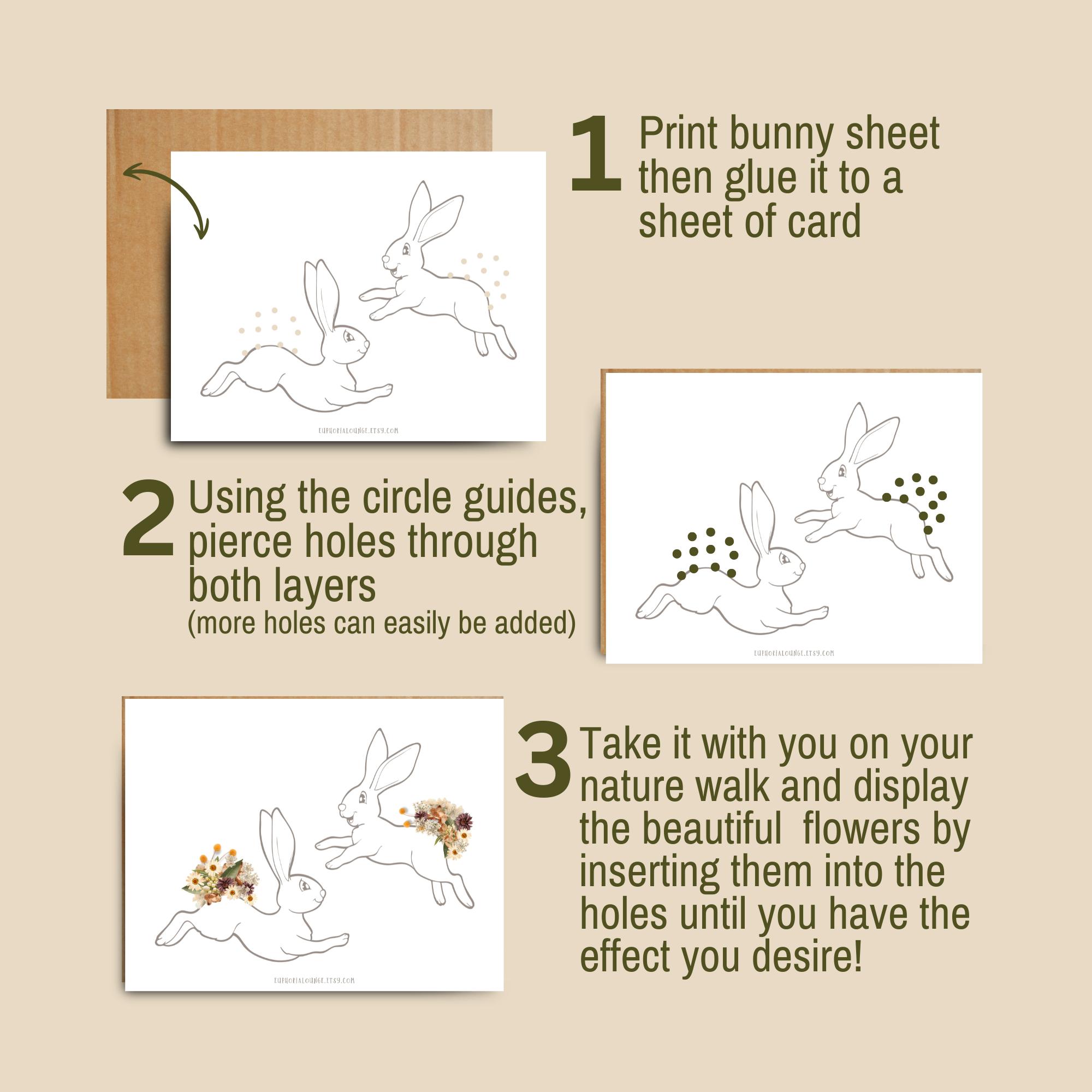 Nature Walk Bunny Tails DIY Printable Craft Rabbit Flower Activity ...