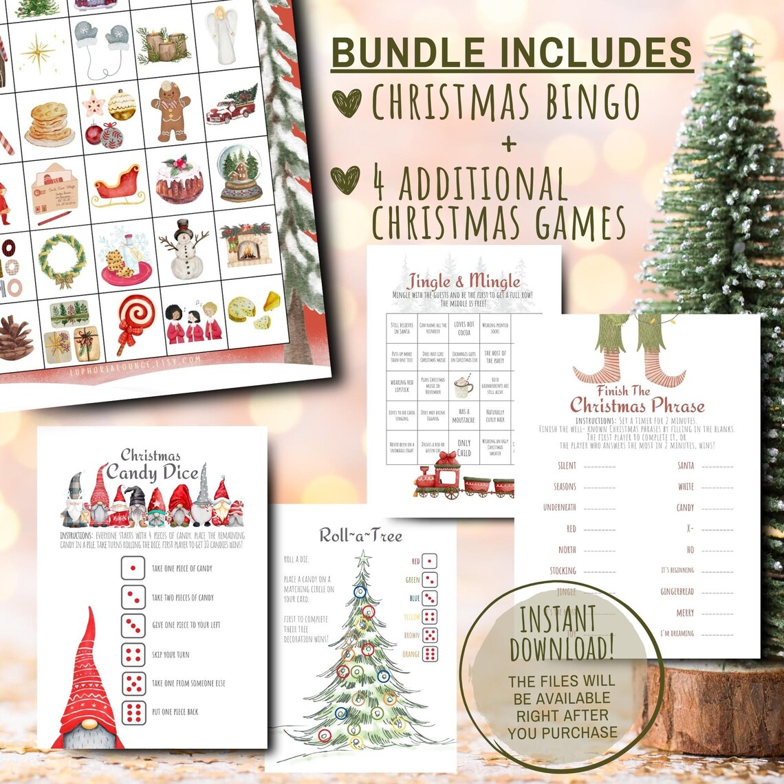 Christmas Bingo & Printable Christmas Game Kit, Christmas Bundle to ...