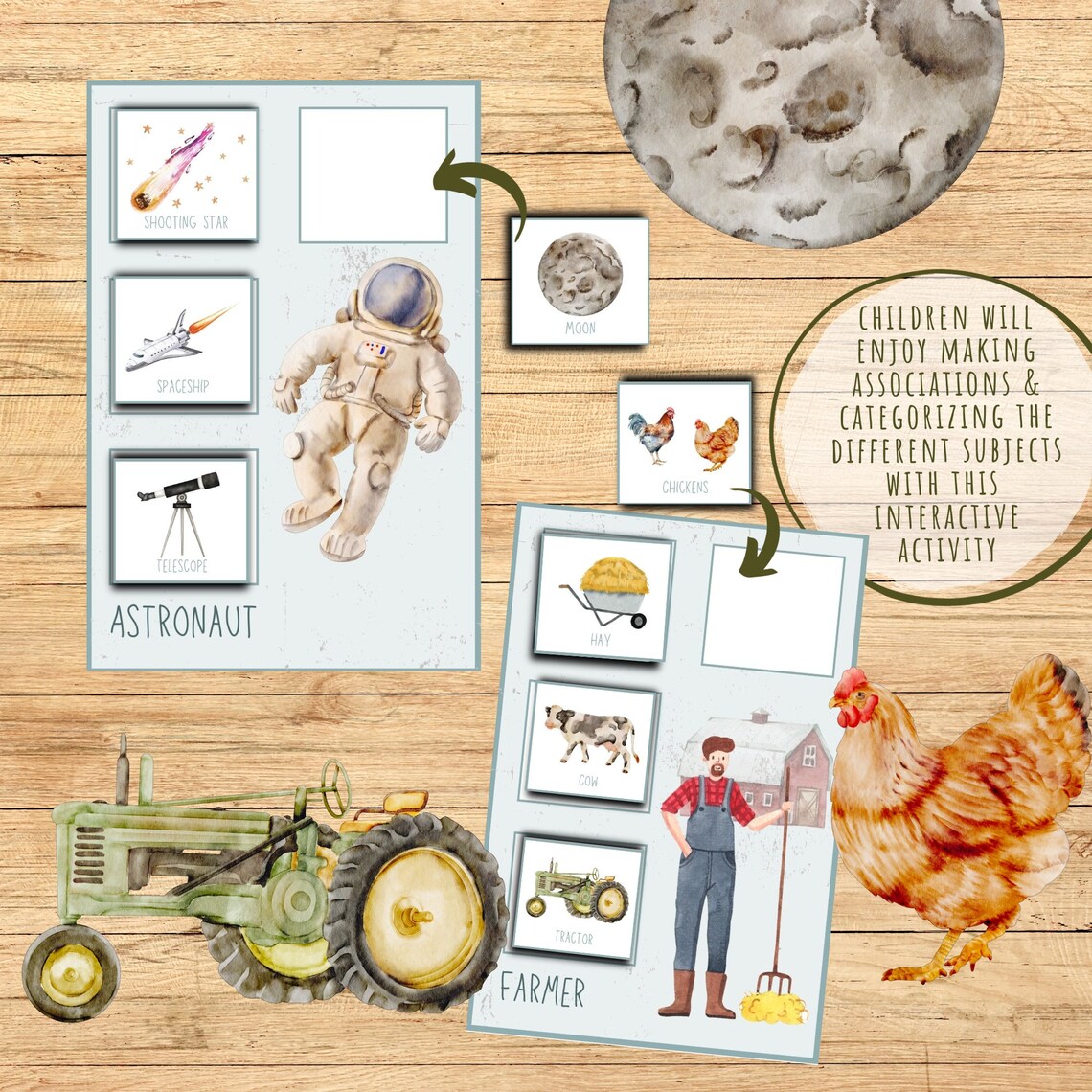 Occupations Sorting Printable Mats & Cards Learn Professions - Etsy