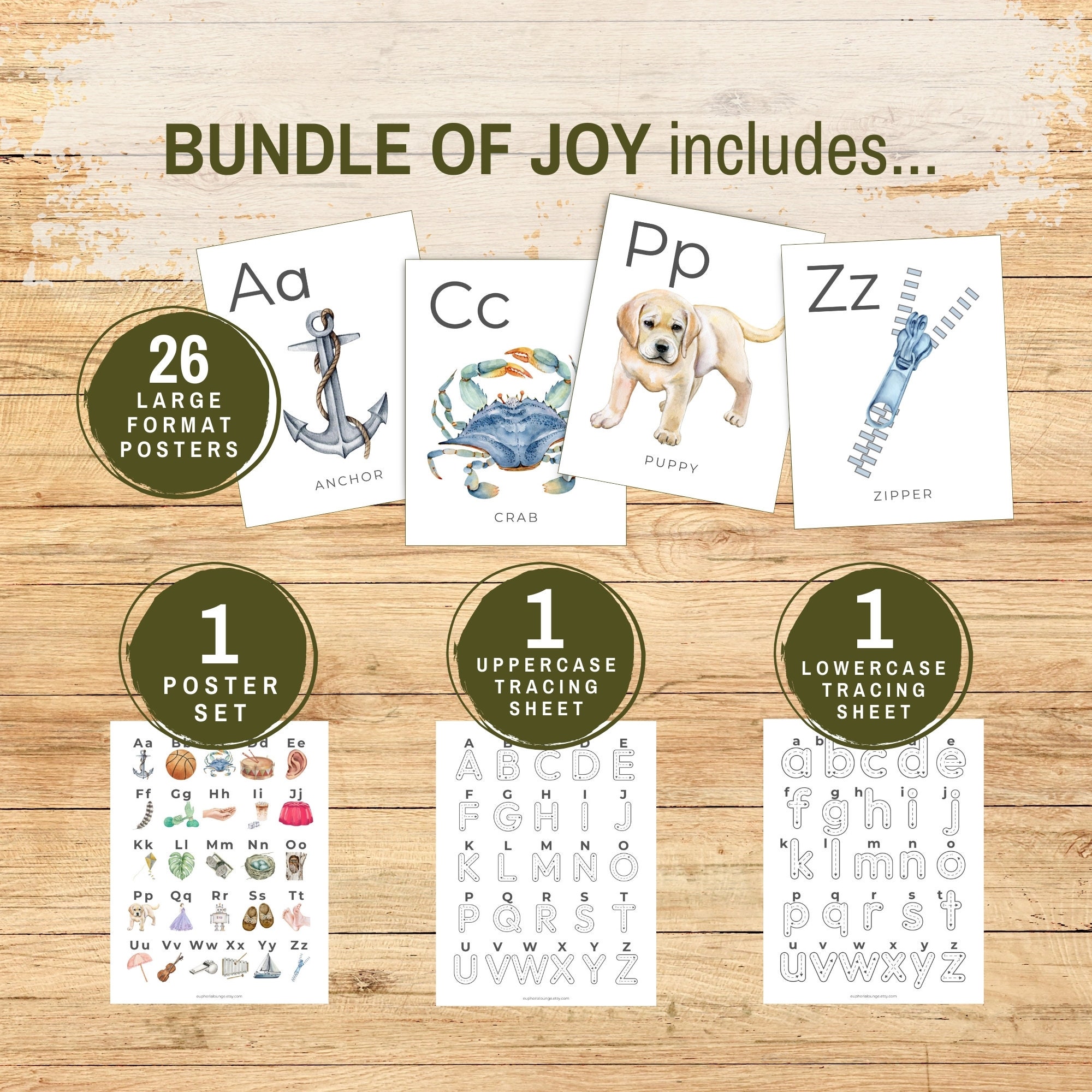 Alphabet Posters Large Format for Classroom Use Watercolor Printable ...