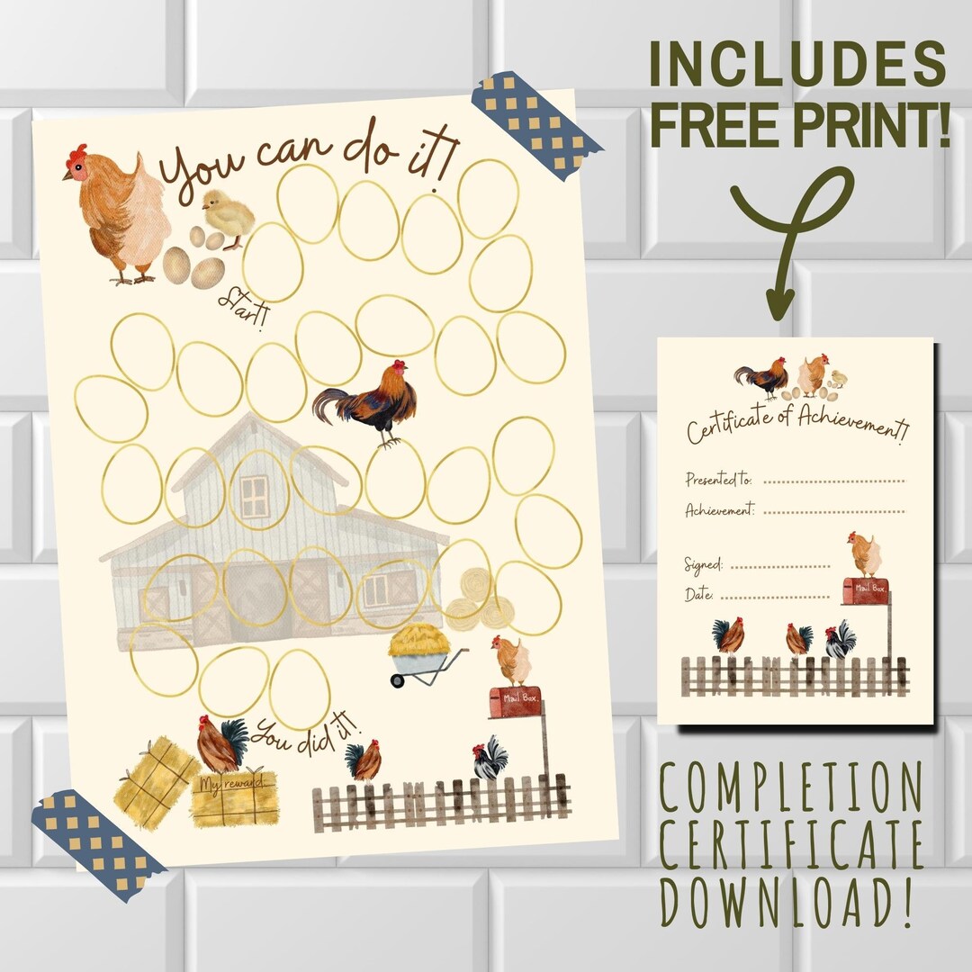 Chicken Reward Chart for Kids Behavior Chart Printable Chore - Etsy