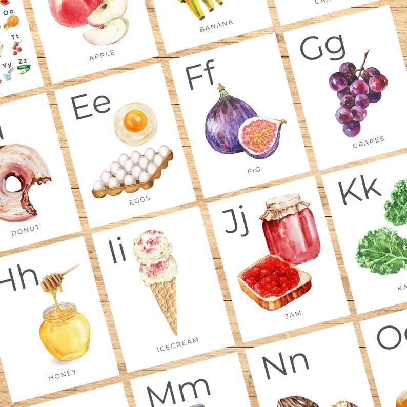 Printable Alphabet Food Flashcards Large Format Classroom Use ...