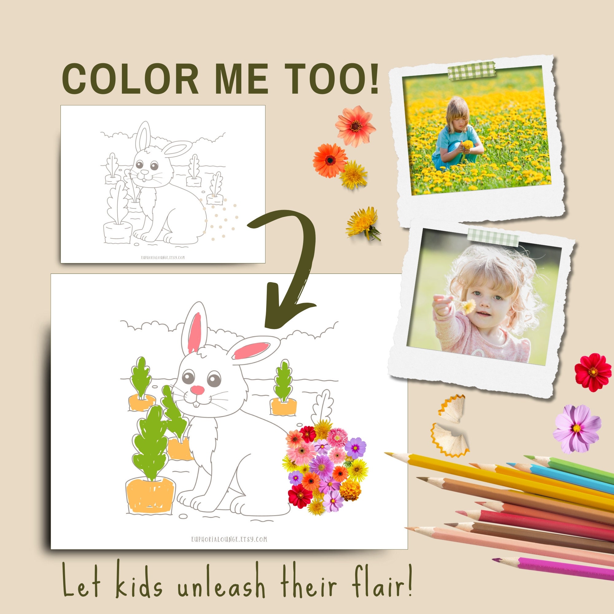 Nature Walk Bunny Tails DIY Printable Craft Activity Cute Flower ...