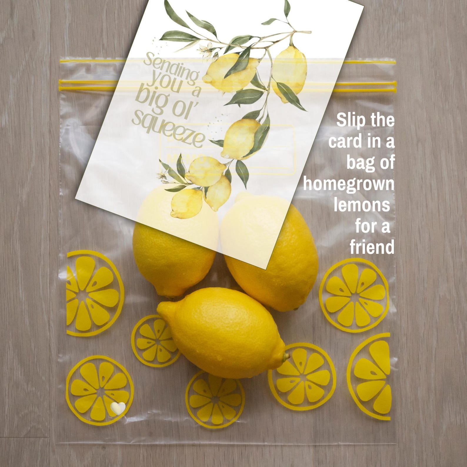 Sending You a Big Squeeze Printable Card, Lemon Pun Friendship Sending ...