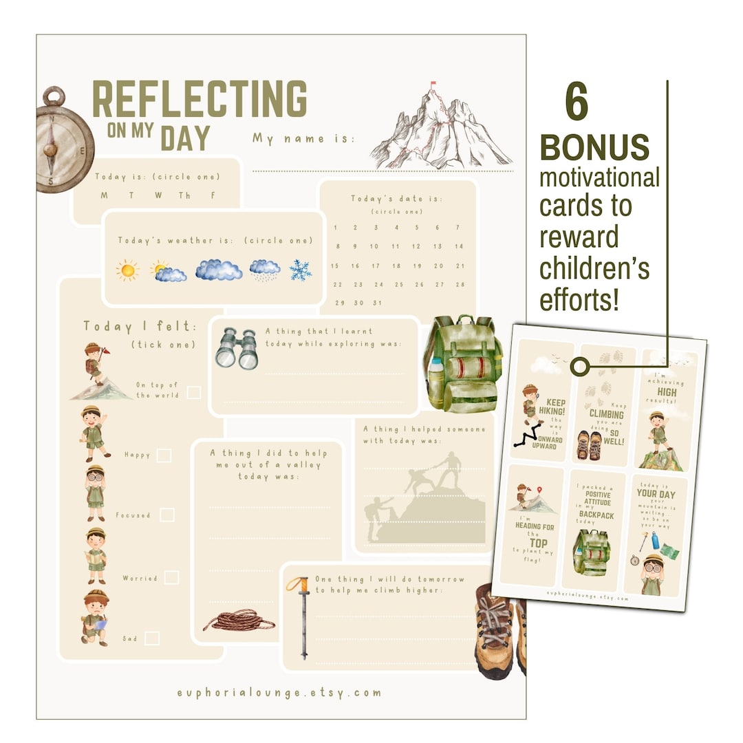 Daily Reflections Activity Printables for Kids Homeschool Teacher ...