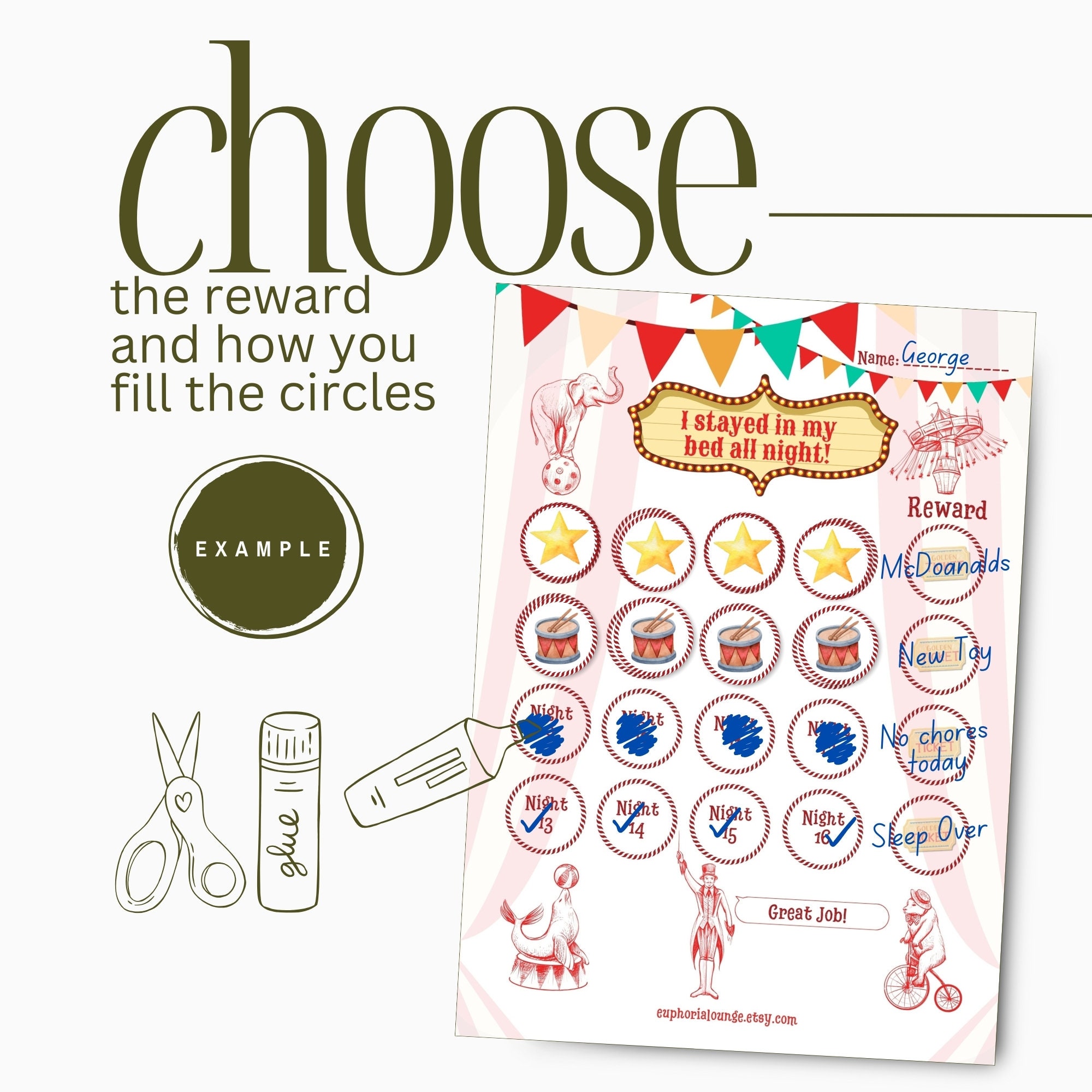 Stay in Bed Reward Chart Printable for Child, Toddlers Goal Progress ...