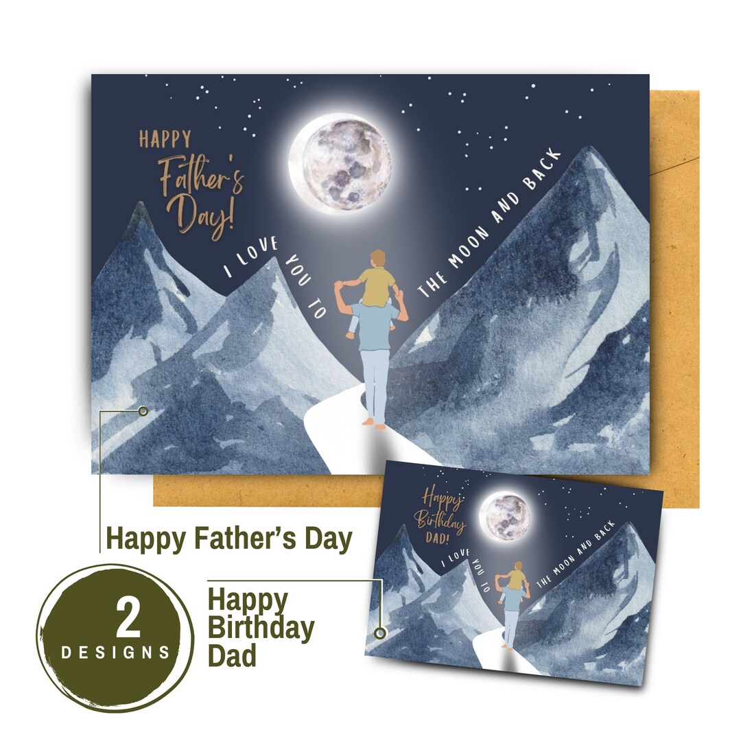I Love You to the Moon & Back Fathers Day Printable Card Meaningful ...