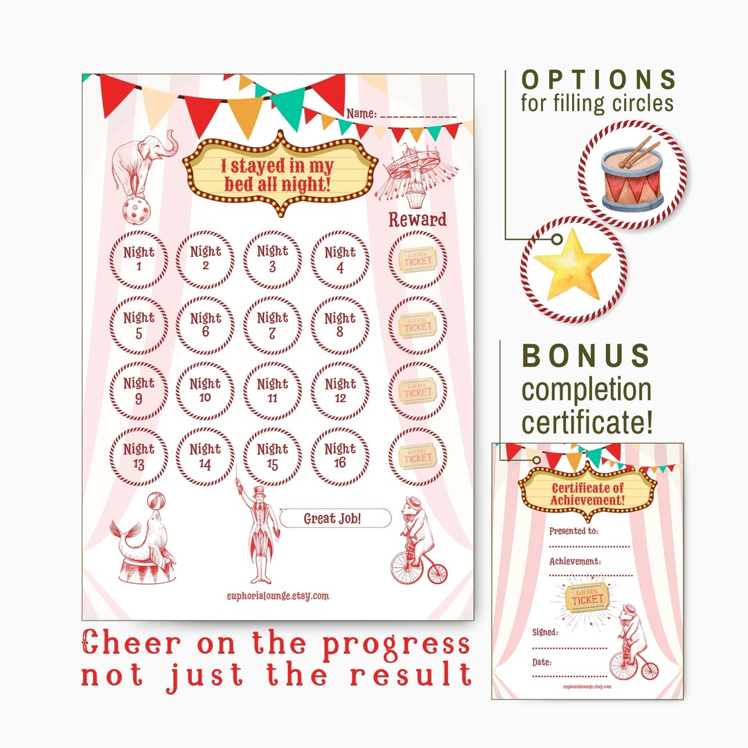 Stay in Bed Reward Chart Printable for Child, Toddlers Goal Progress ...