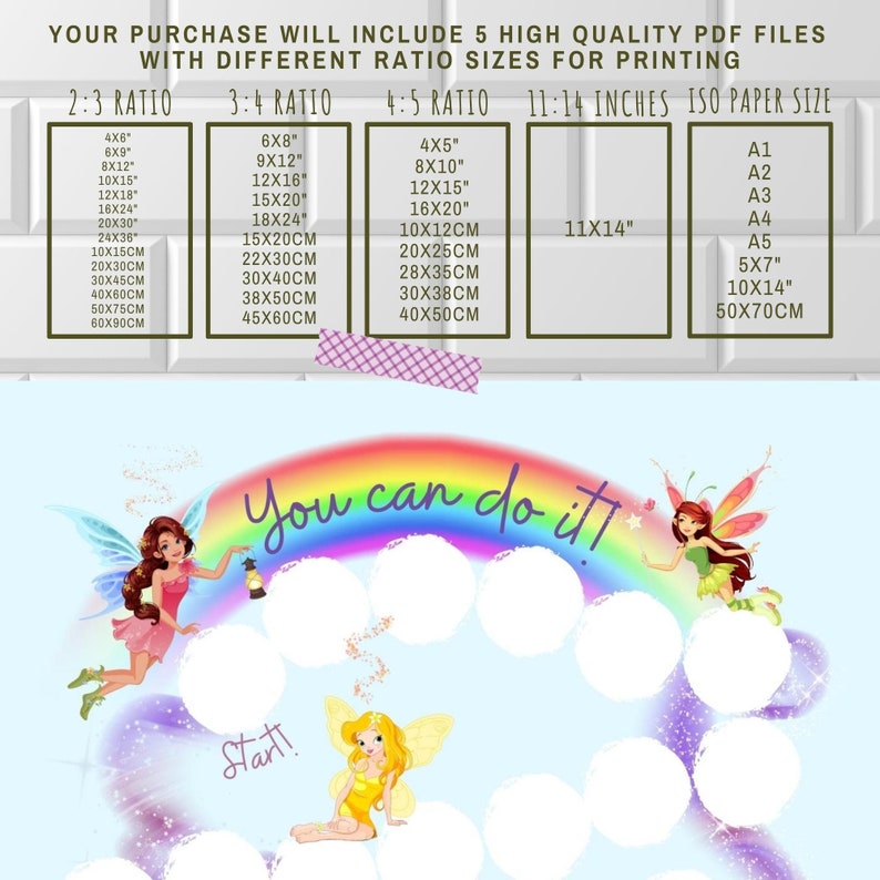 Fairy Reward Chart for Kids Behavior Fairy Design Instant - Etsy