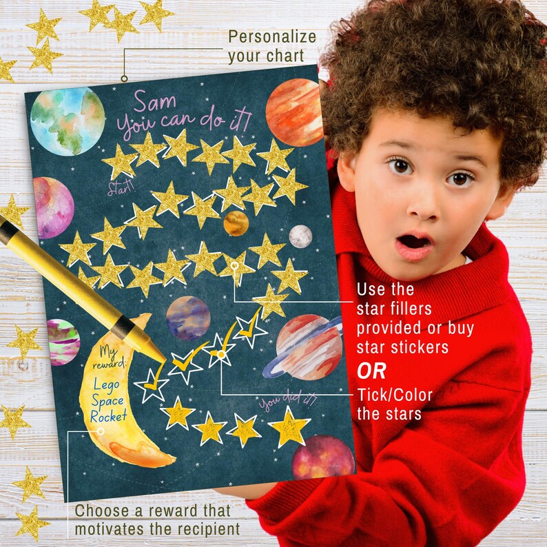 Solar System Star Reward Chart for Kids, Behavior Chart Printable Chore ...