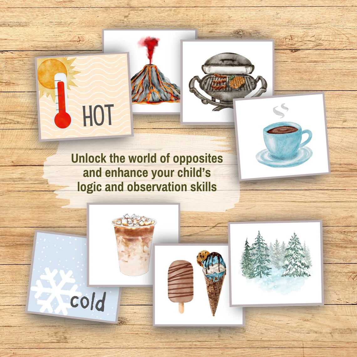 Opposites Sorting Printable Flashcards, Child Development Game ...