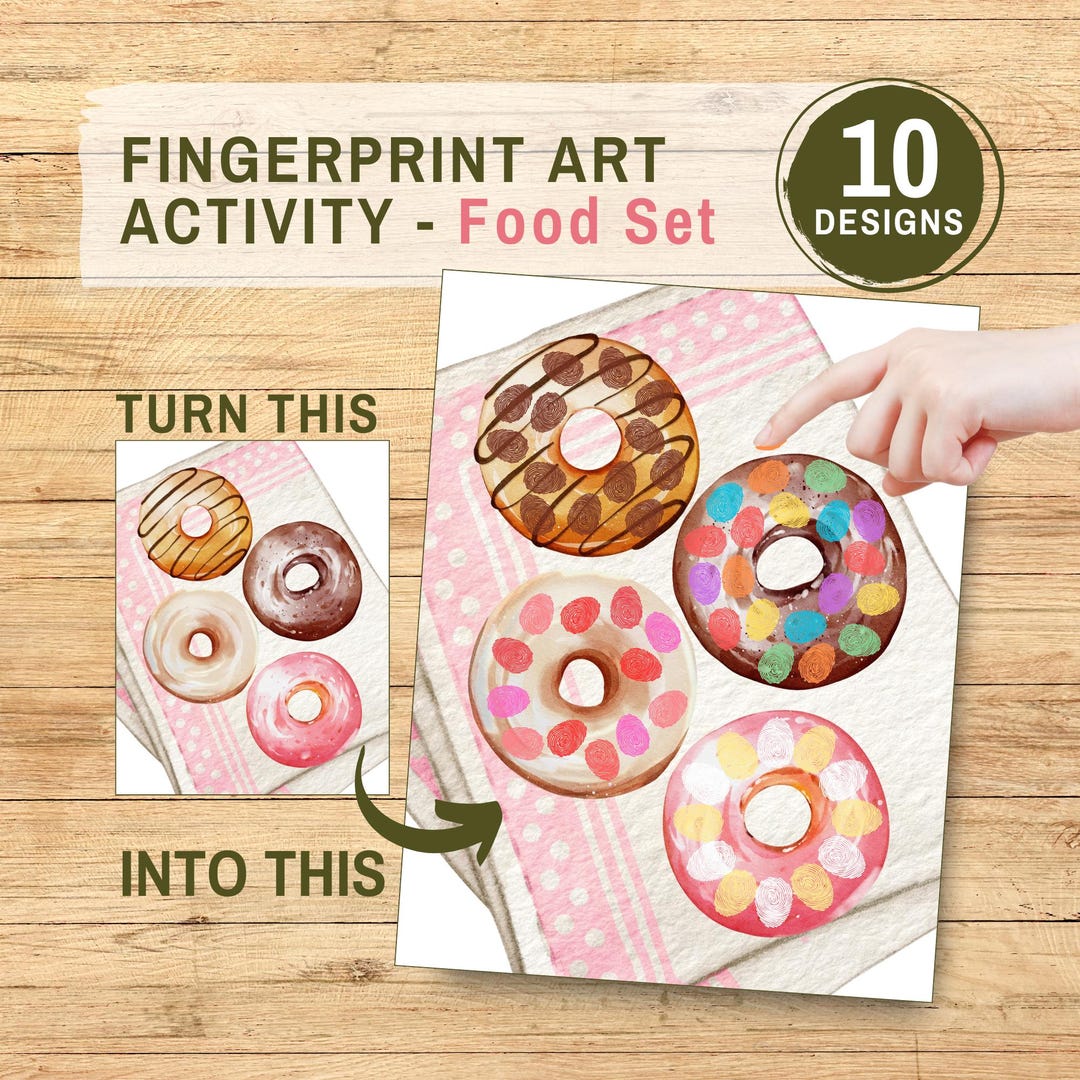 Fingerprint Art Printables for Kids Food Thumbprint Art Activity ...