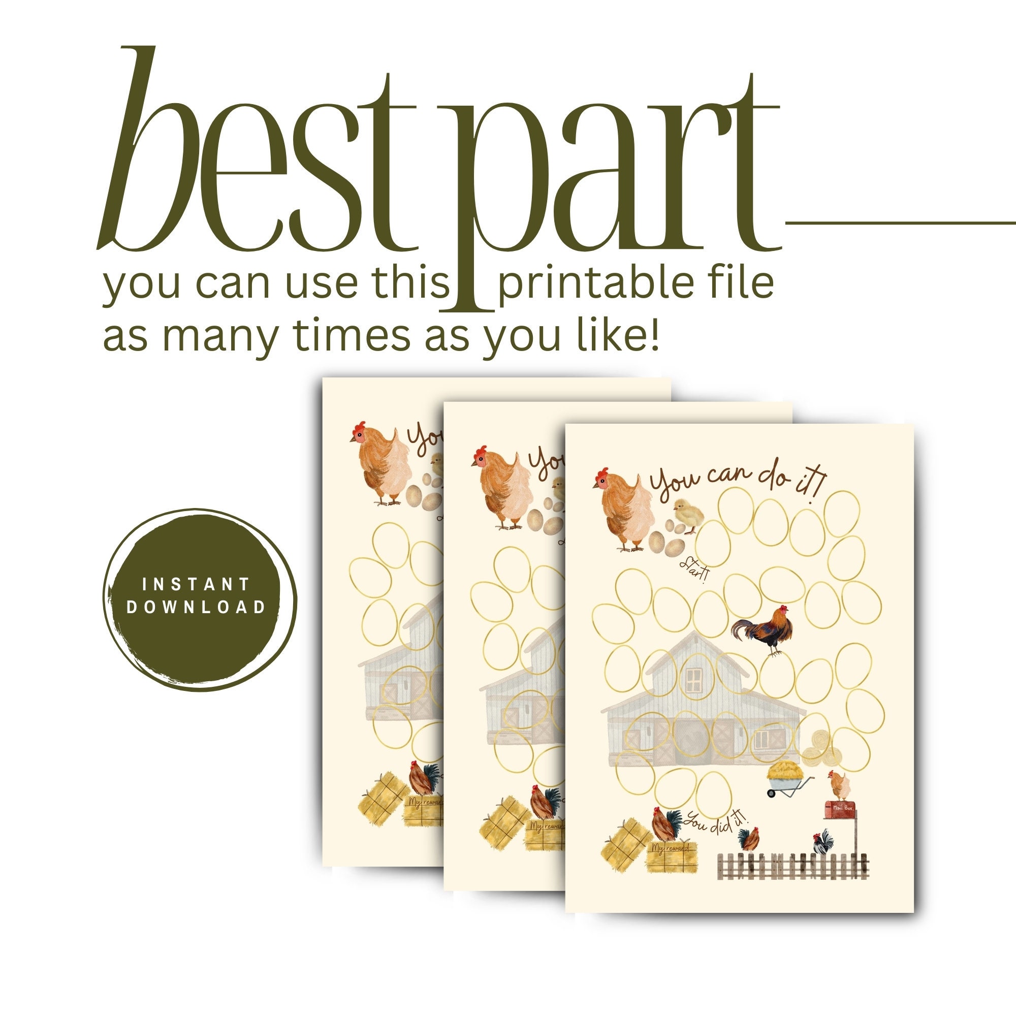 Farm Reward Chart for Kids, Behavior Chart Printable Chore Chart Potty ...