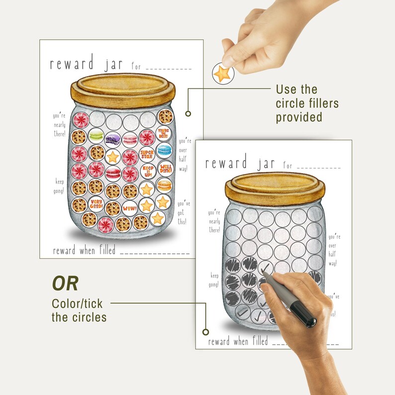 Reward Jar Printable Chart for Kids or Adults With Fillable Options ...