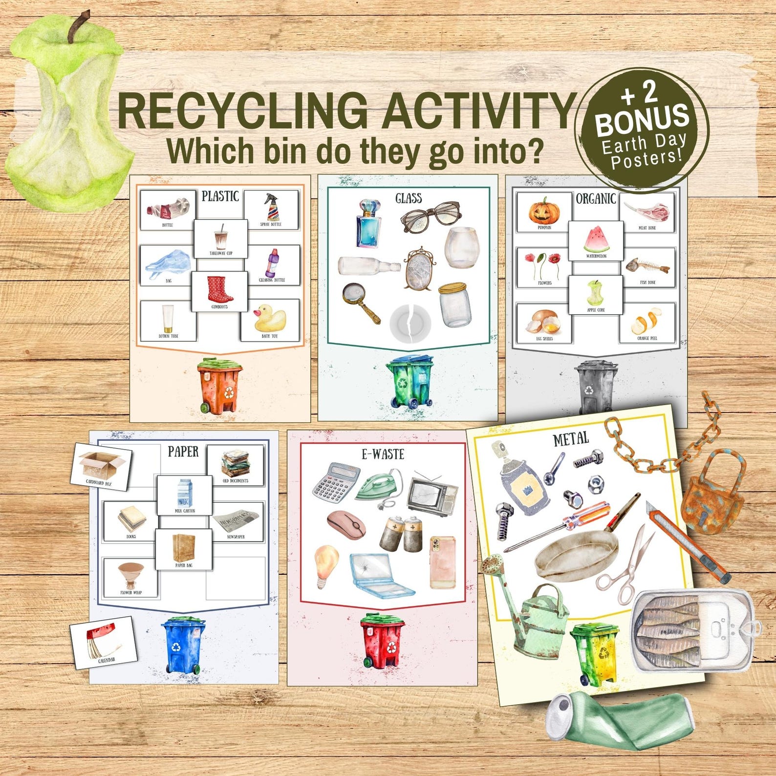 Waste Sorting Activity, Recycling Game, Earth Day Printable, Trash ...