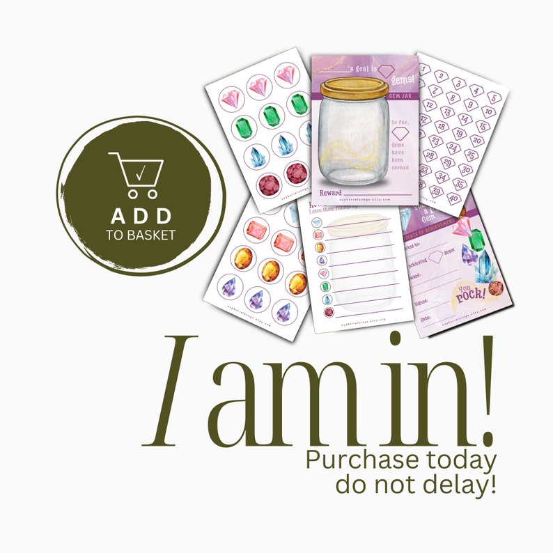 Gem Jar Printable Reward Chart for Kids Students, Motivational Positive ...