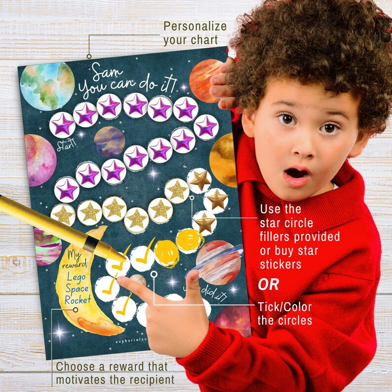 Solar System Star Reward Chart for Kids, Printable Behavior Chores ...