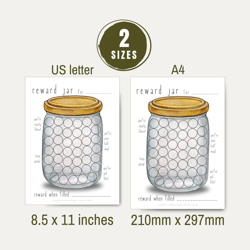 Reward Jar Printable Chart for Kids or Adults With Fillable Options ...