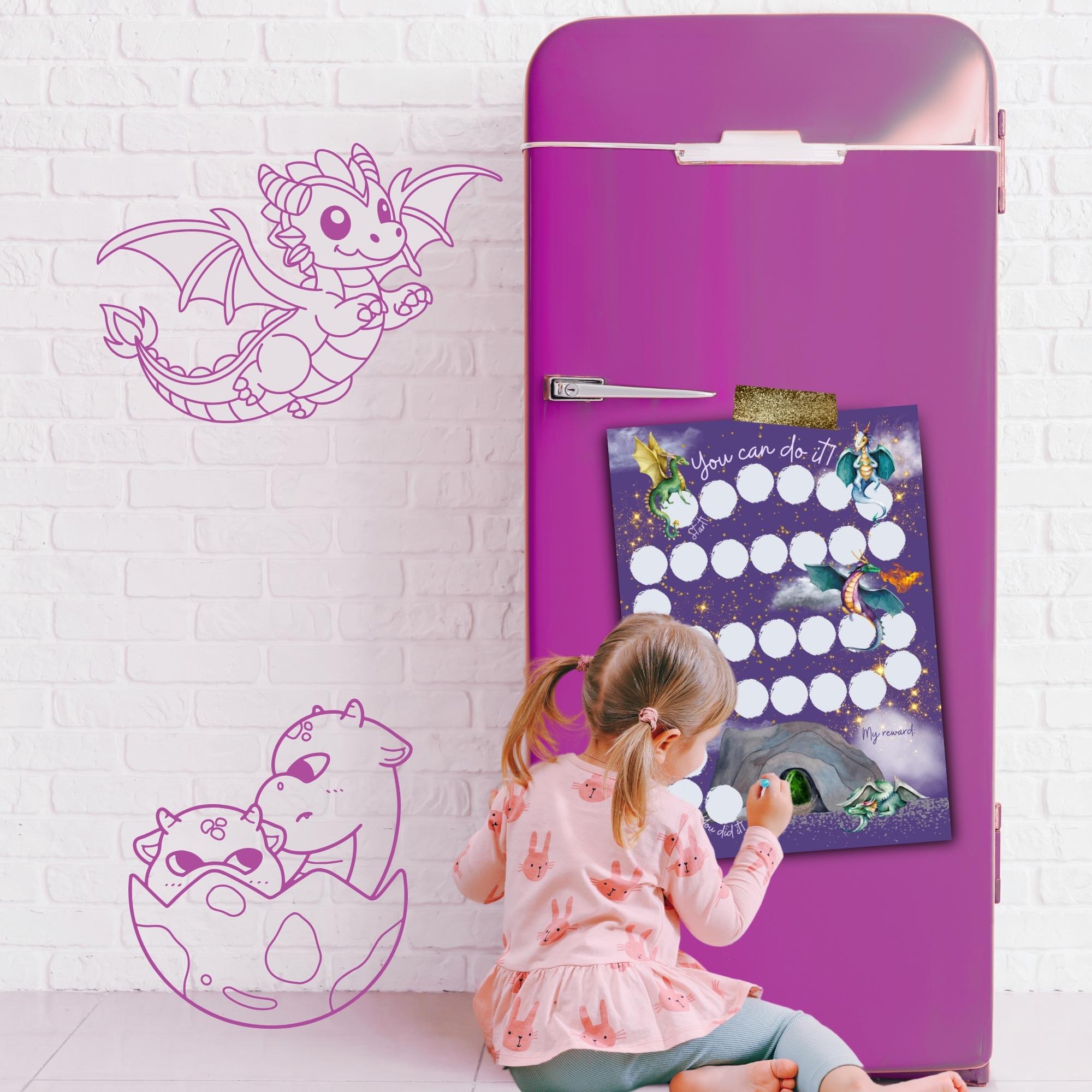 Dragon Reward Chart for Kids, Printable Behavior Tasks Chore Goal Sheet ...