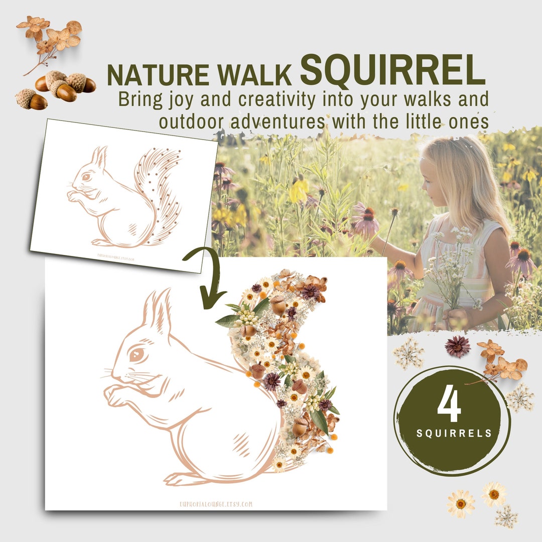 Nature Walk Squirrel Tails DIY Printable Craft Flower Activity, Outdoor Learning Resource for ...
