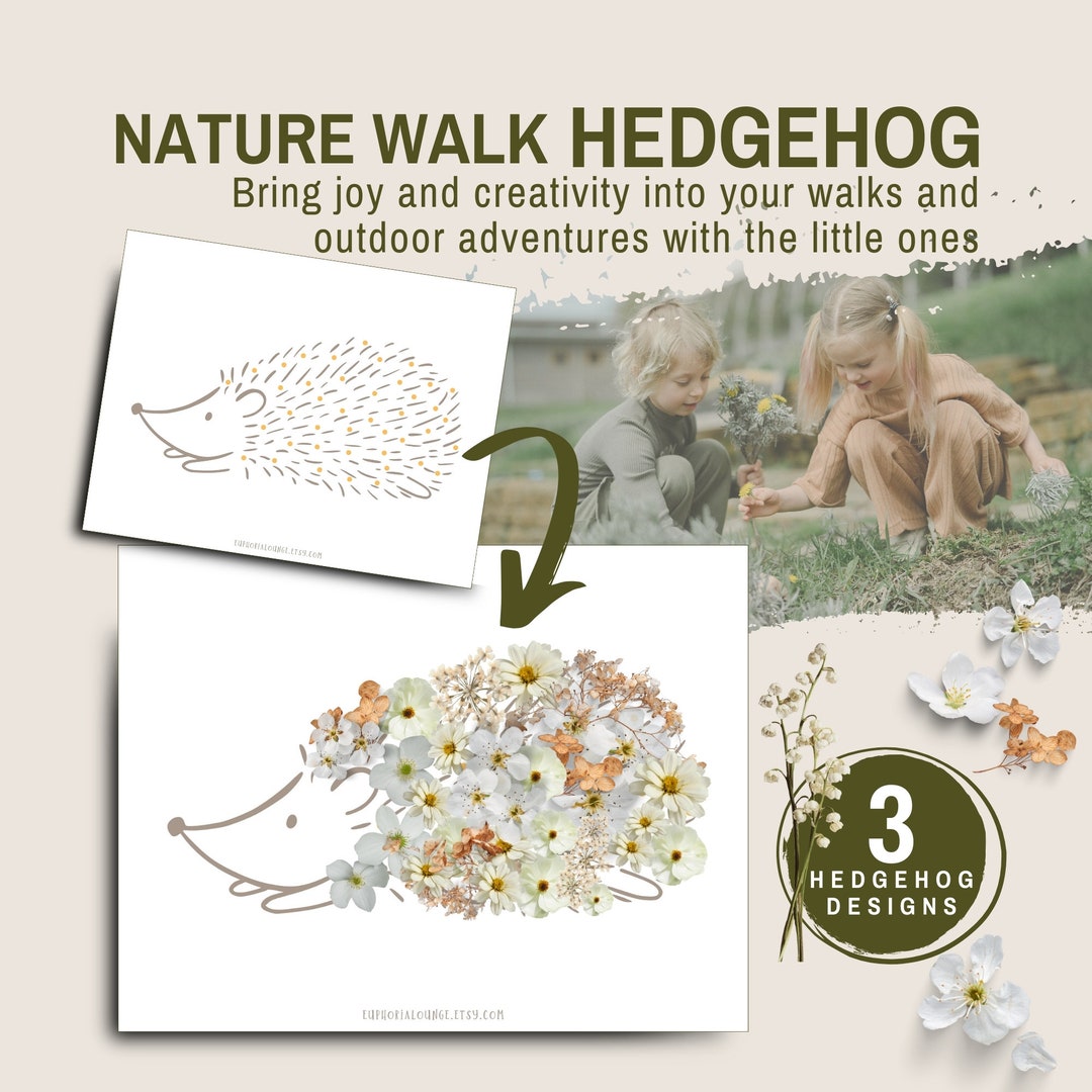 Nature Walk Hedgehog DIY Printable Craft Activity Cute Flower Hedgehog ...