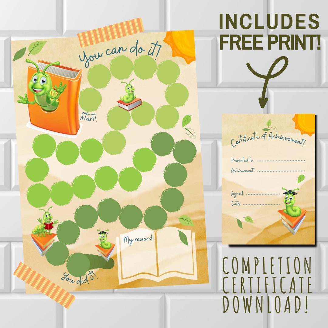 Bookworm Reward Chart for Kids Behavior Chart Printable - Etsy