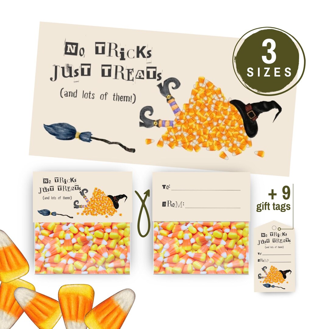Halloween Treat Bag Topper Printable Candy or Cookie Bag Topper Witch ...