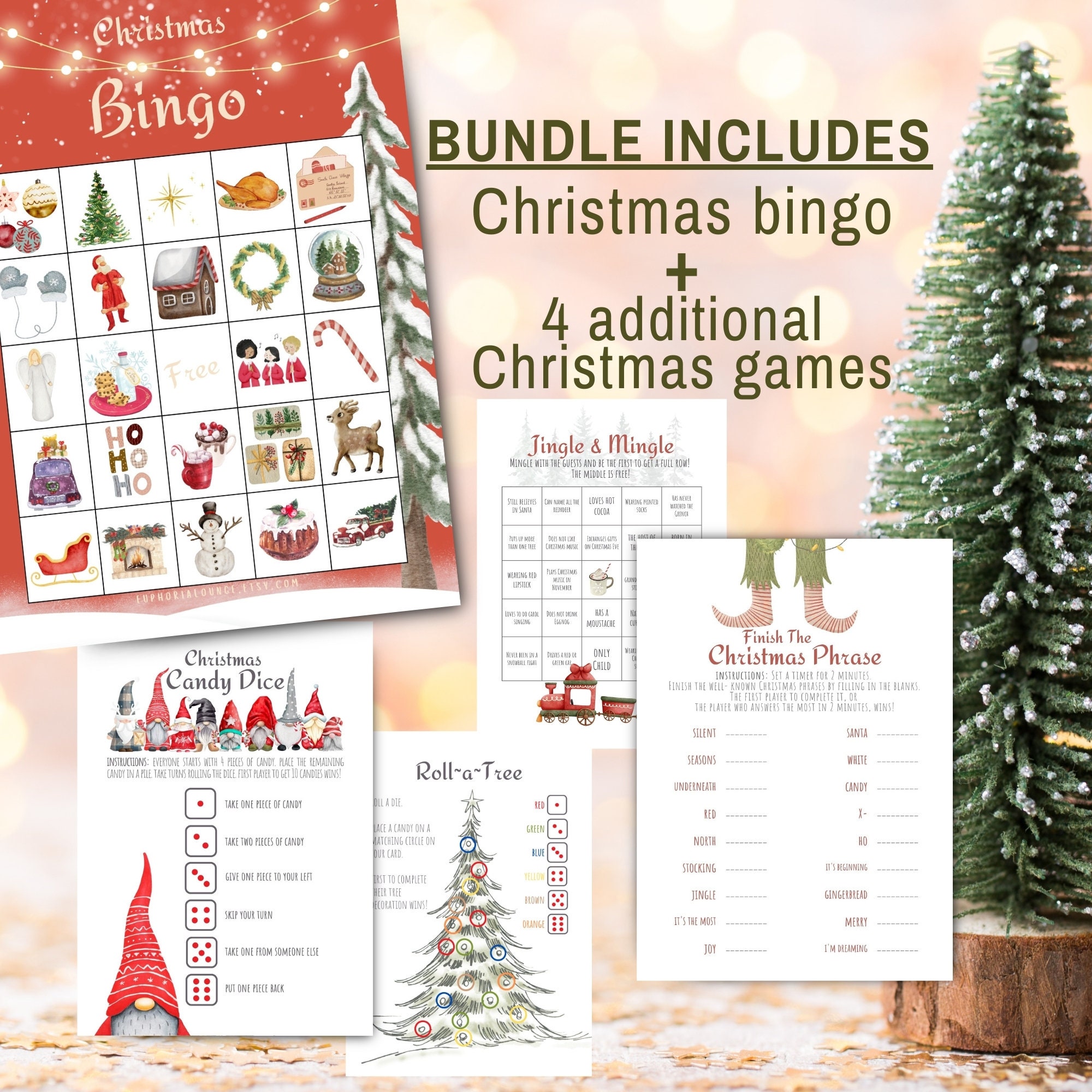 Christmas Bingo & Printable Christmas Game Kit, Christmas Bundle to ...