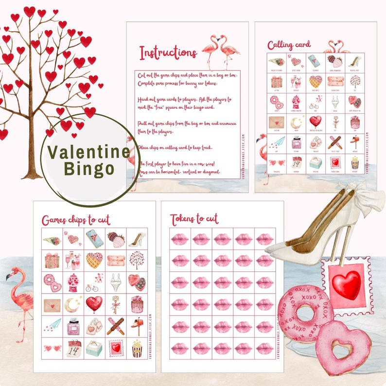 Valentines Bingo & Games Bundle Printable Galentines Pack Download ...