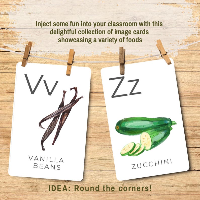 Printable Alphabet Food Flashcards Large Format Classroom Use ...