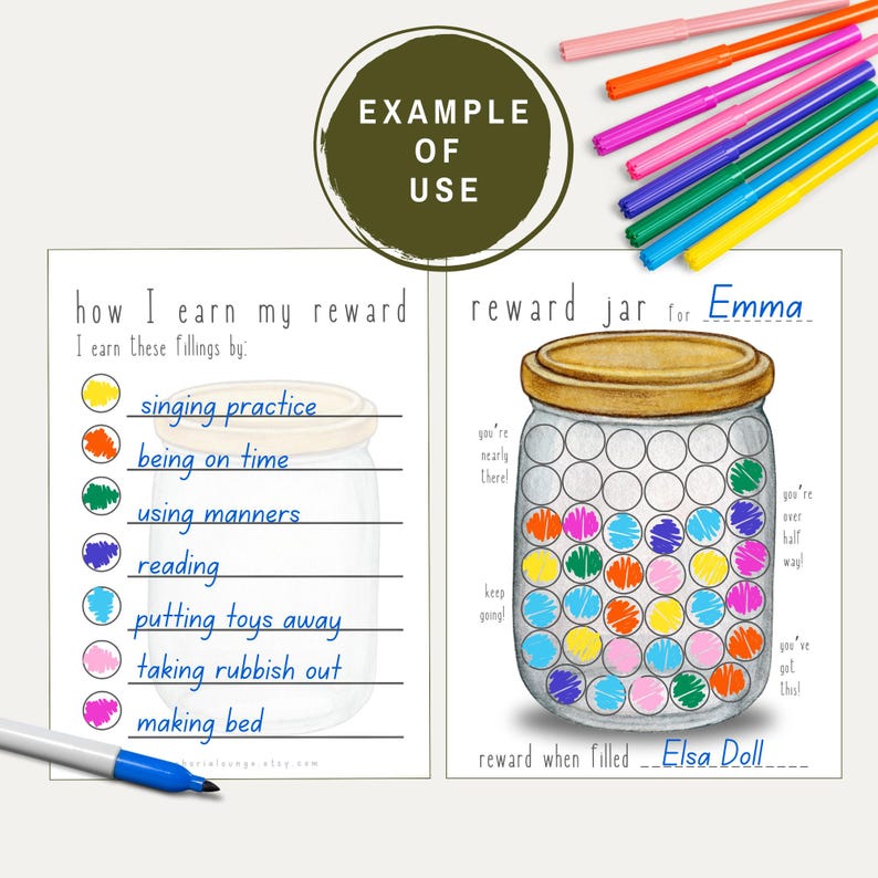 Reward Jar Printable Chart for Kids or Adults With Fillable Options ...