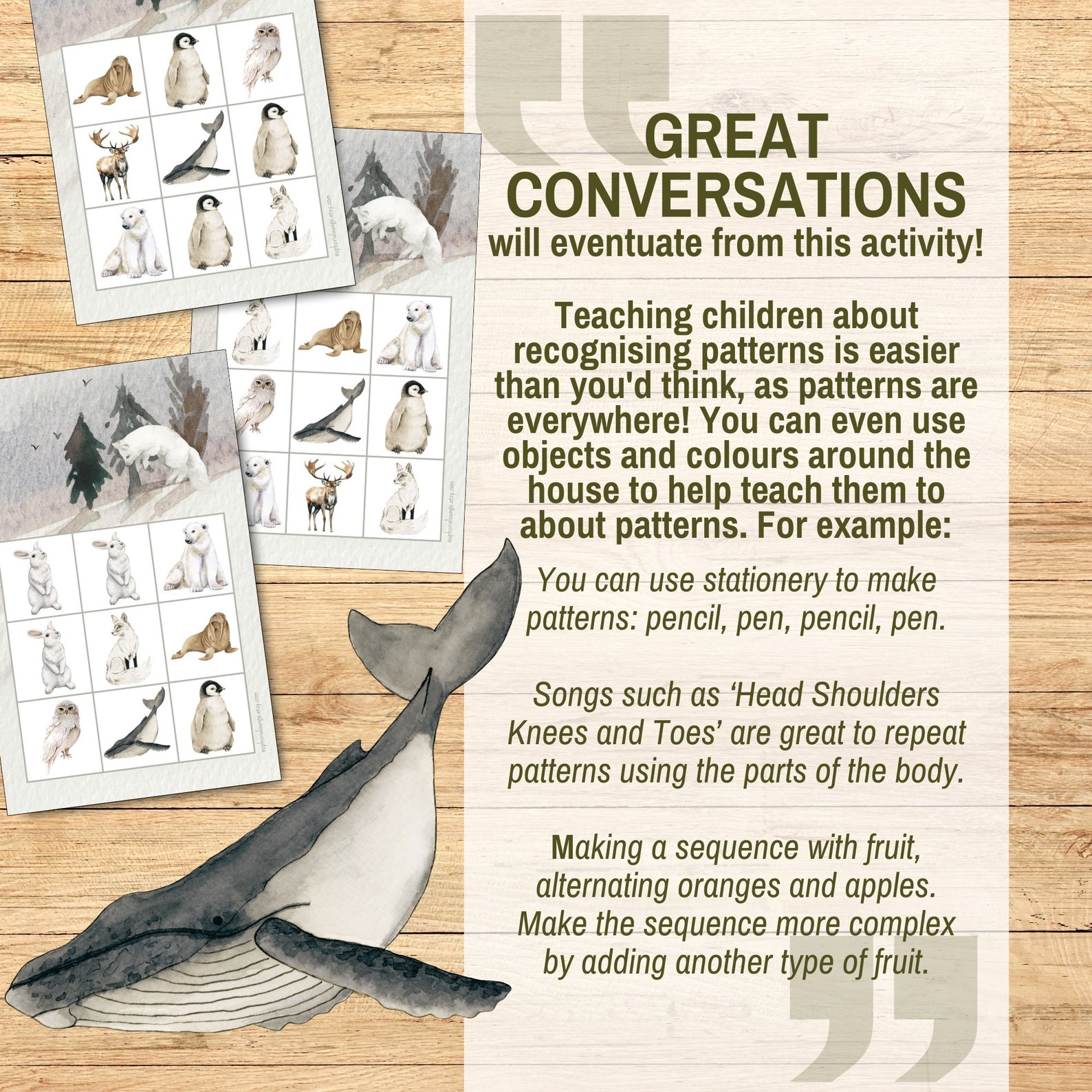 Arctic Life Pattern Activity Sorting Picture Cards, Copy the Sequence ...