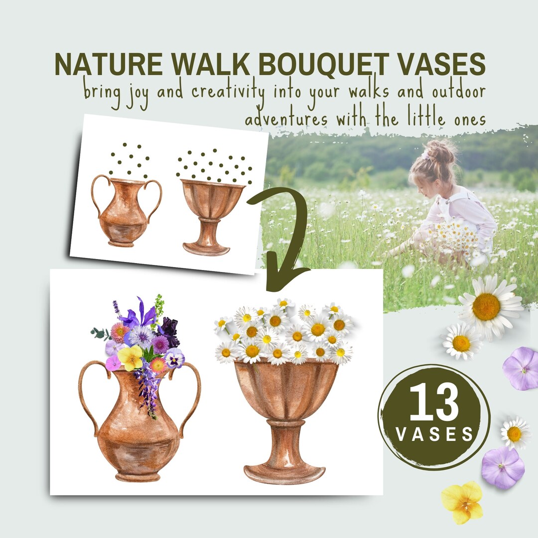 Nature Walk Bouquet Vases DIY Printable Craft Activity Flower Outdoor ...