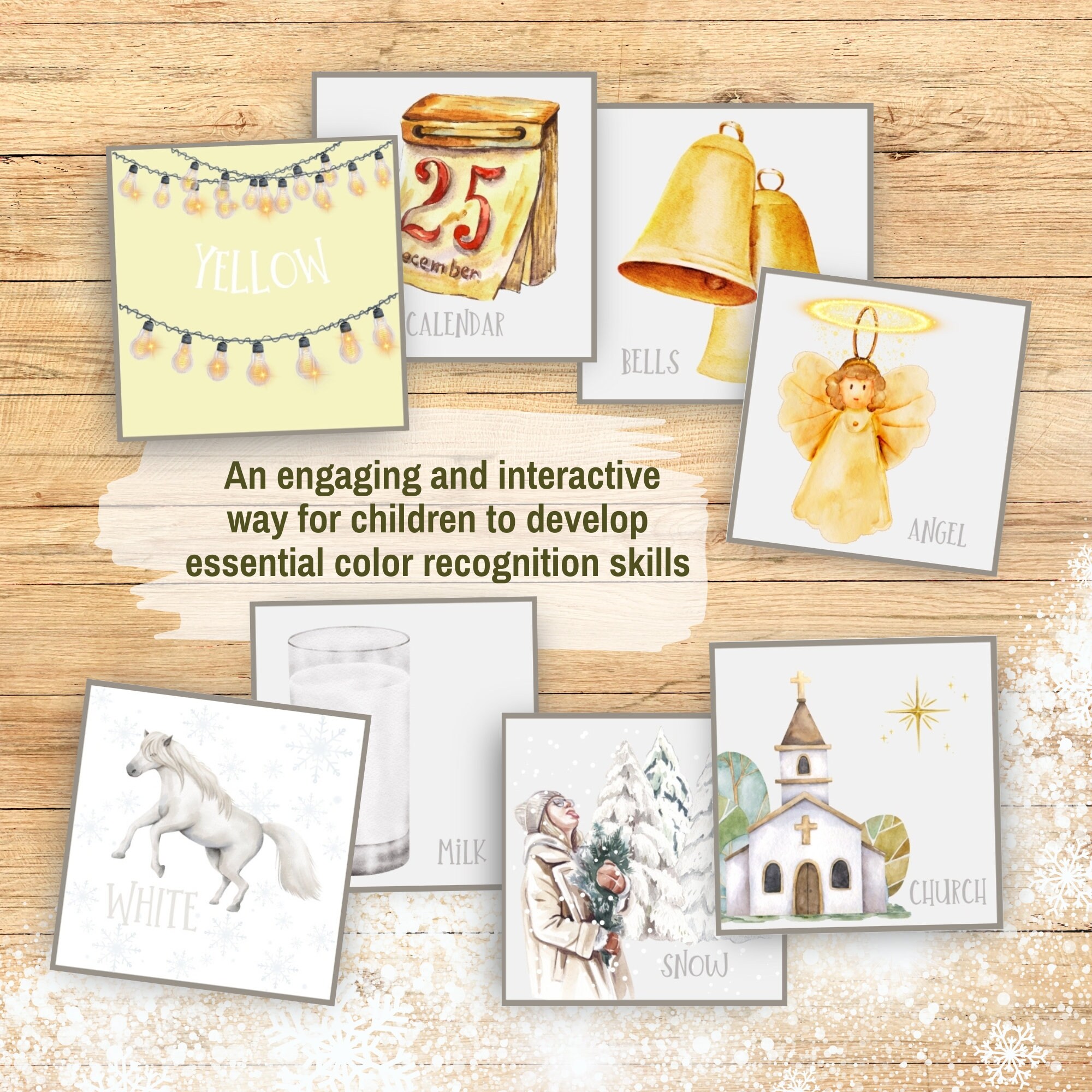 Christmas Color Sorting Printable Cards Xmas Learning Color Matching ...