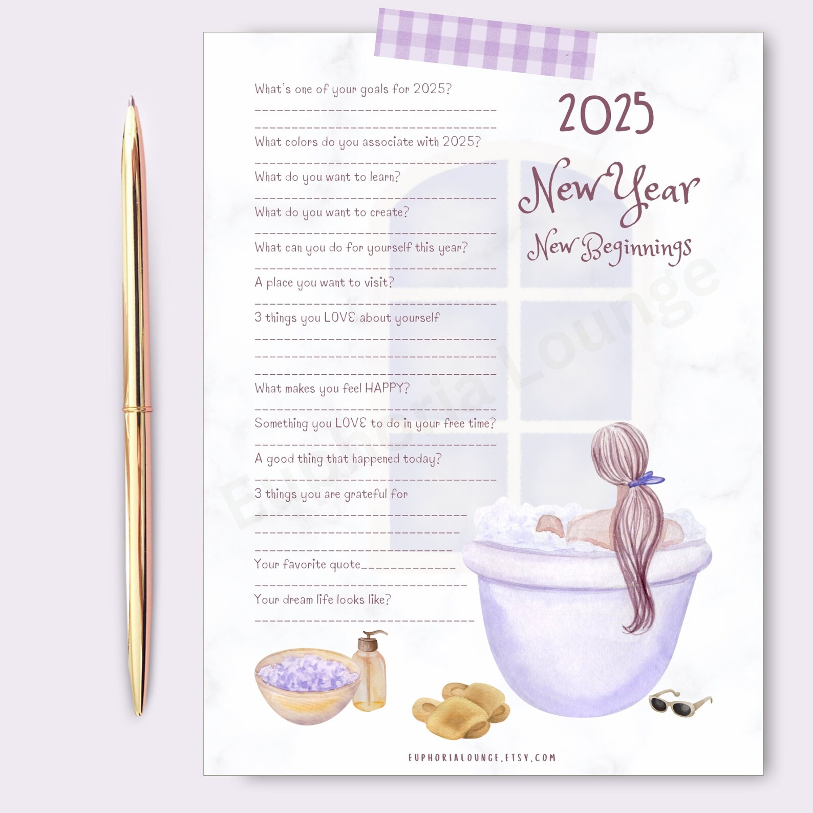 2025 Bucket List Printable Journal Prompts Weekly Goal Lists Girly New ...