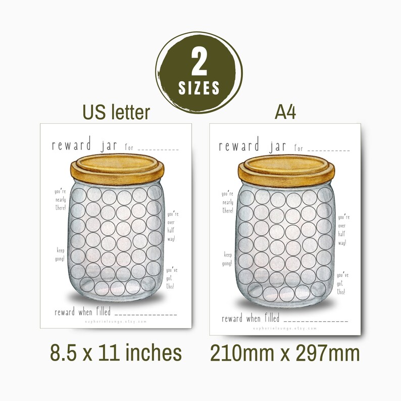 Reward Jar Printable Chart for Kids or Adults With Fillable Options ...