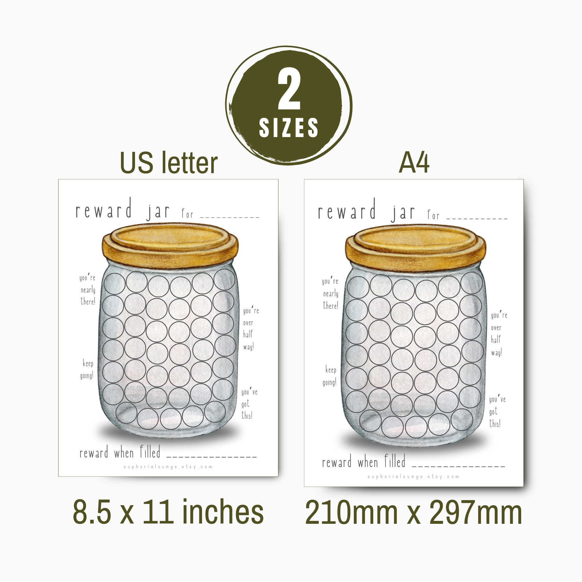 Reward Jar Printable Chart for Kids or Adults With Fillable Options ...
