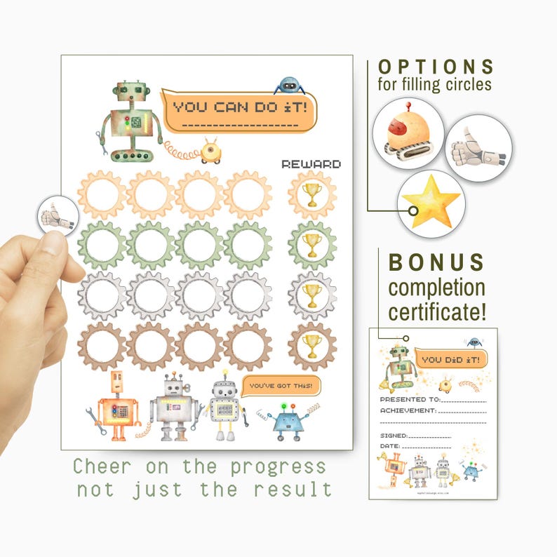 Buy Robot Reward Chart for Kids, Printable Token Board, Behavior ...