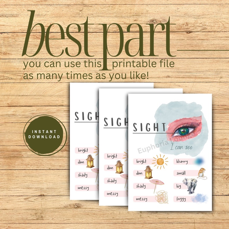 Five Senses Posters Educational Wall Art Printable Hear/touch/sight ...